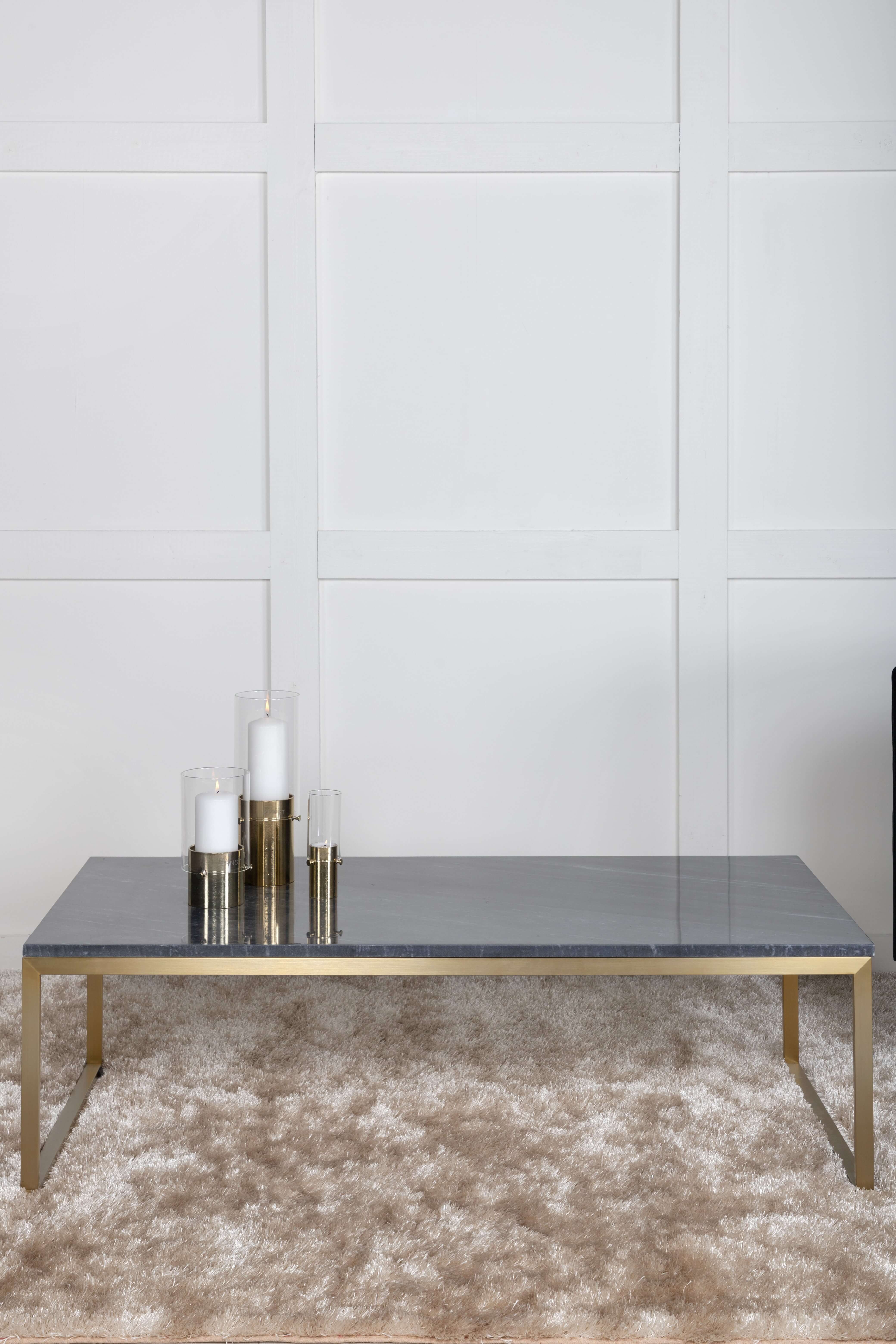 VENTURE DESIGN Estelle sofabord - sort marmor og messing metal (120x60 ...